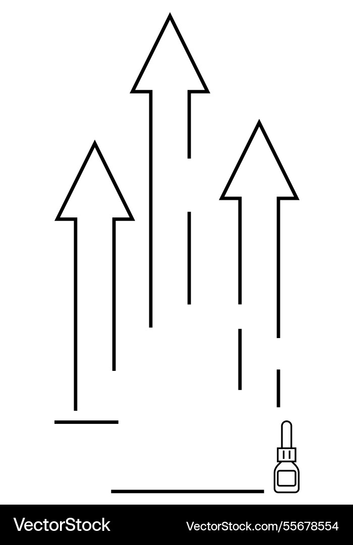 Large arrows rising upward with a small nail Vector Image