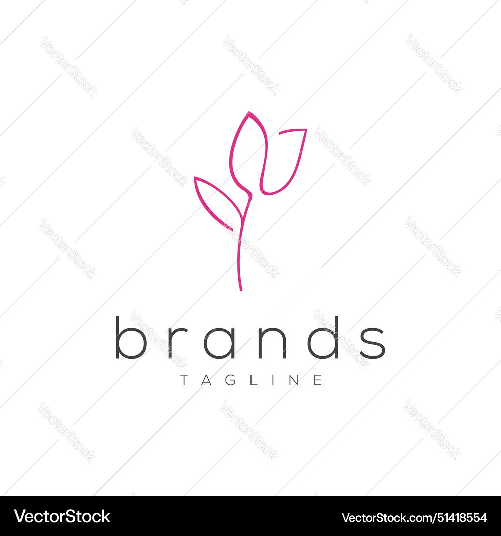 Outline rose flower logo one continuous line art Vector Image