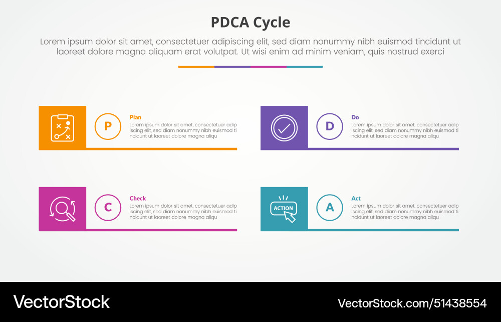 Pdca plan do check act framework infographic Vector Image