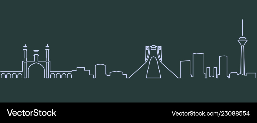 Tehran single line skyline Royalty Free Vector Image