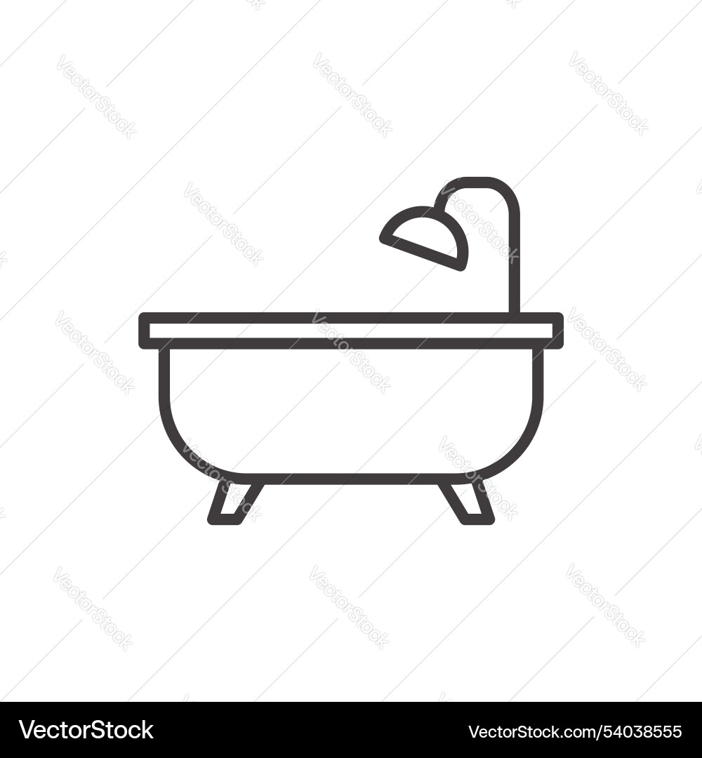 Bath tub stroke icon in black Royalty Free Vector Image