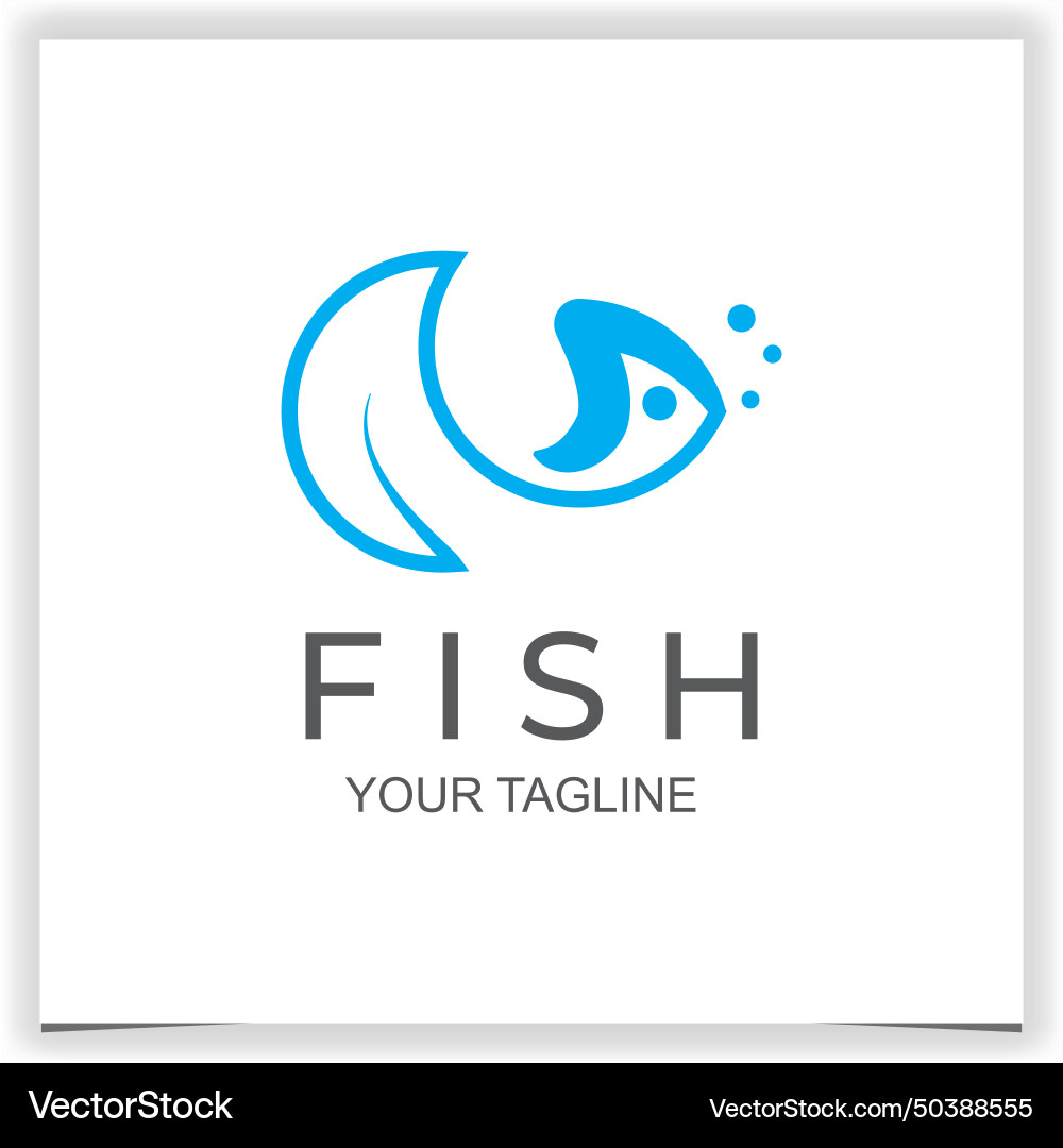Blue line fish logo design Royalty Free Vector Image