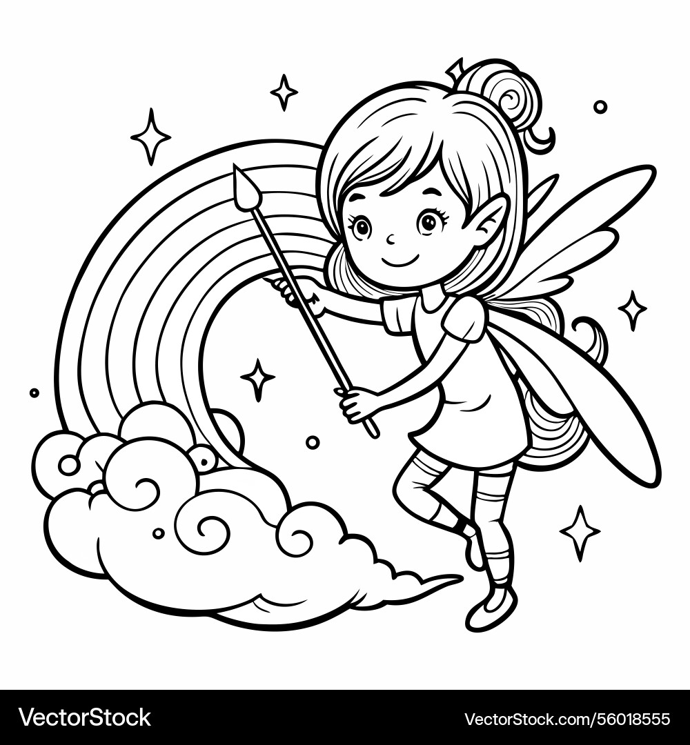 Fairy tale line art for coloring book Royalty Free Vector