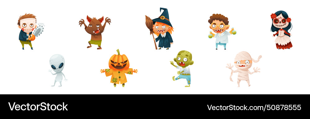 Funny halloween character with werewolf witch Vector Image