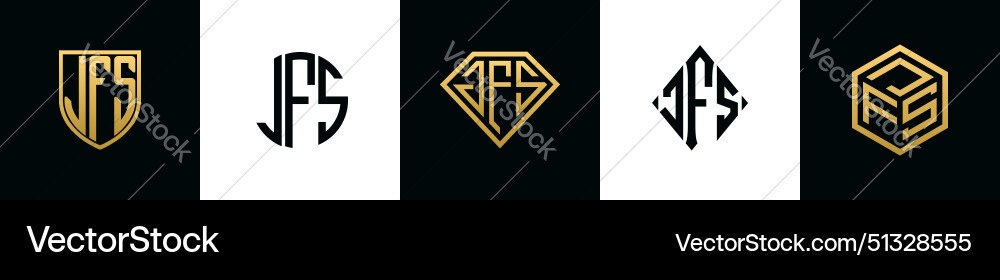 Initial letters jfs logo designs bundle Royalty Free Vector