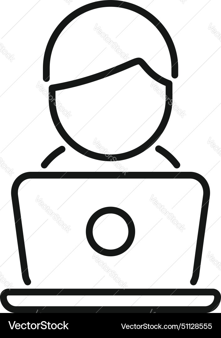 Laptop call center agent help support icon outline