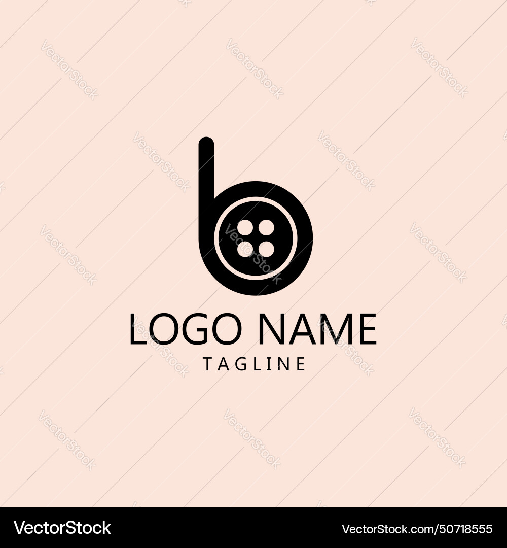 Letter b shirt button logo design Royalty Free Vector Image