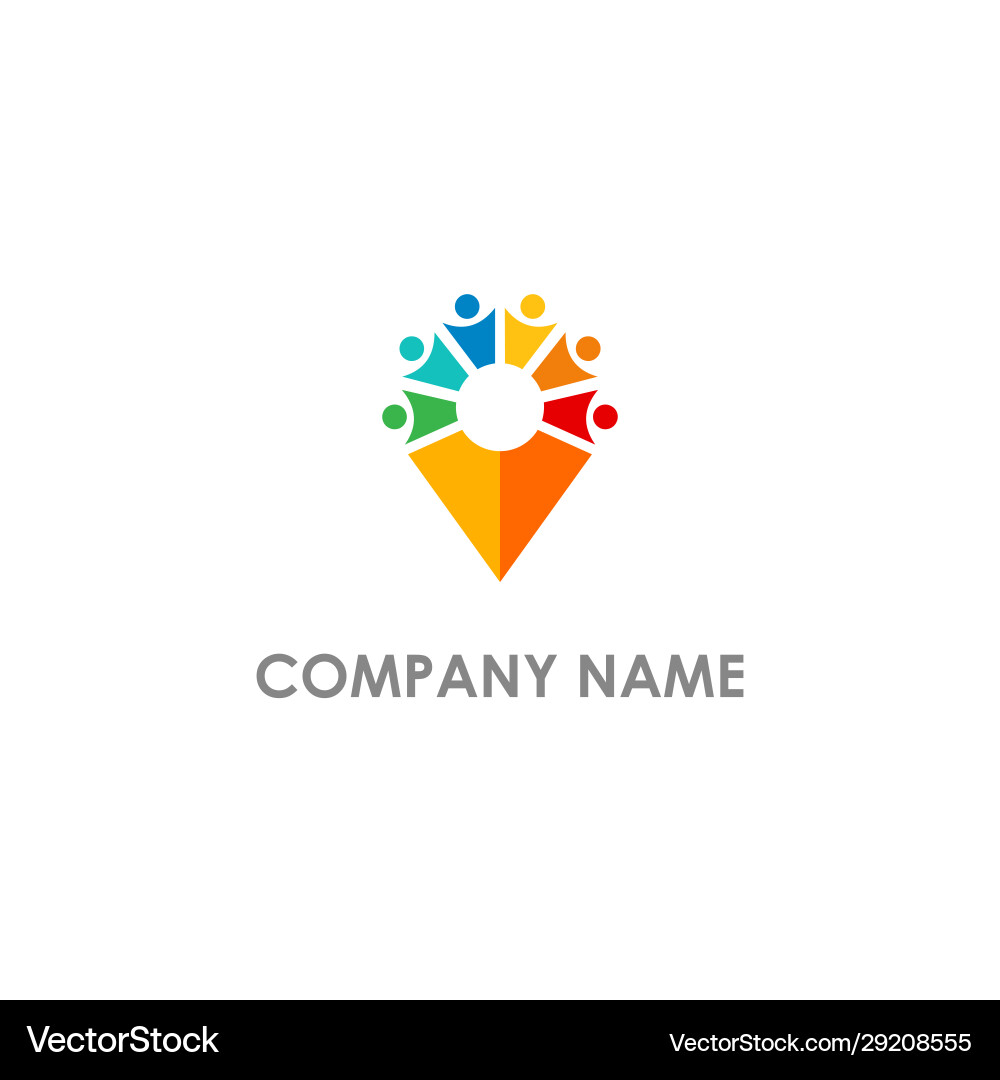 Pin position group unity logo Royalty Free Vector Image