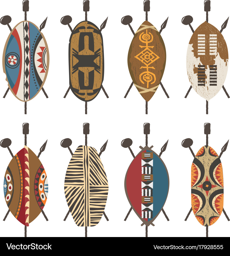 Set of african shields ethnic design different Vector Image