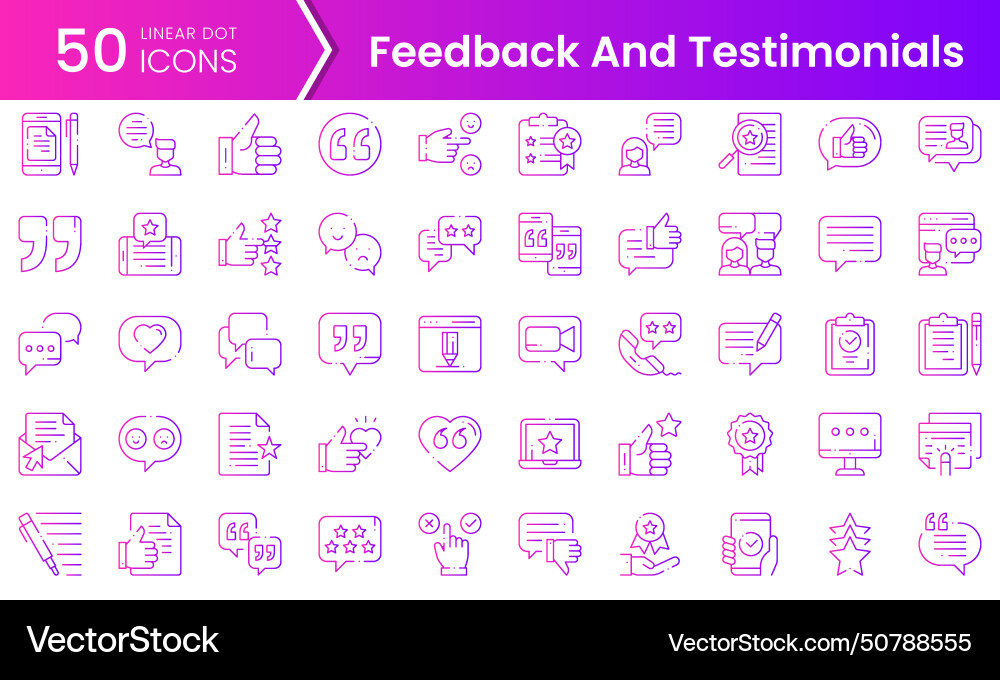 Set of feedback and testimonials icons gradient Vector Image