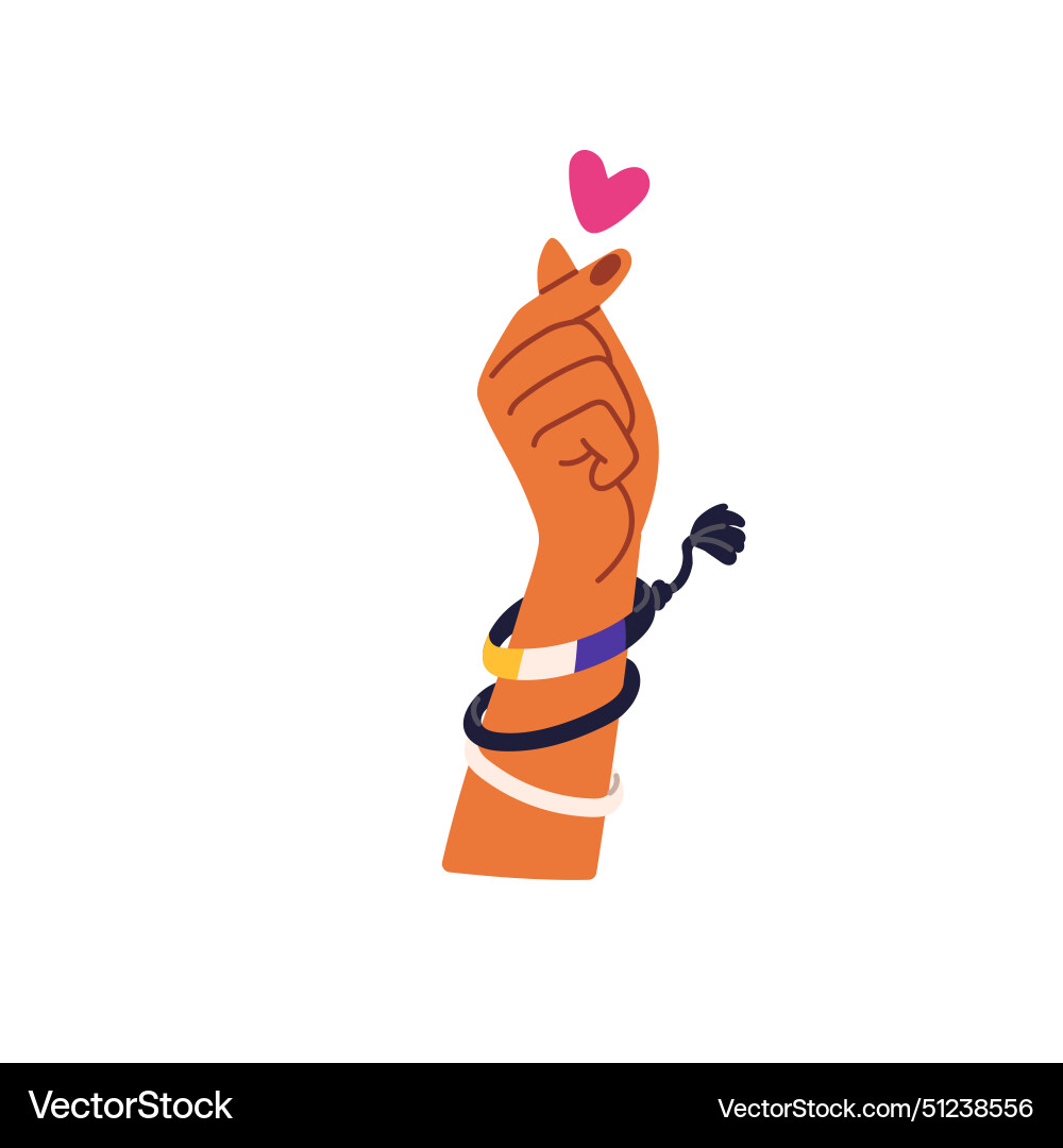 Cute korean heart sign hand gesture expression Vector Image