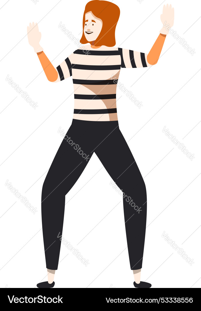 Mime artist performing pantomime on stage Vector Image