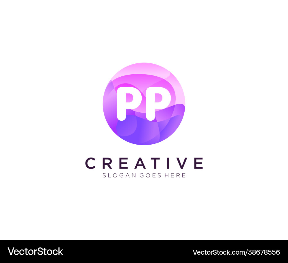 Pp initial logo with colorful circle template Vector Image