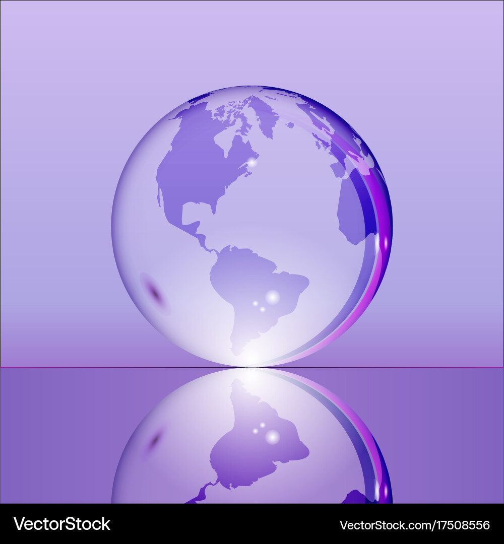 Purple shining transparent earth globe Royalty Free Vector