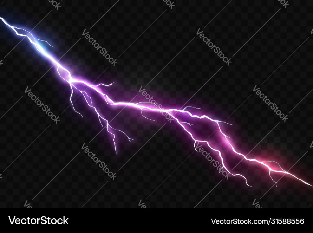 Realistic lightning and glowing thunder bolt Vector Image