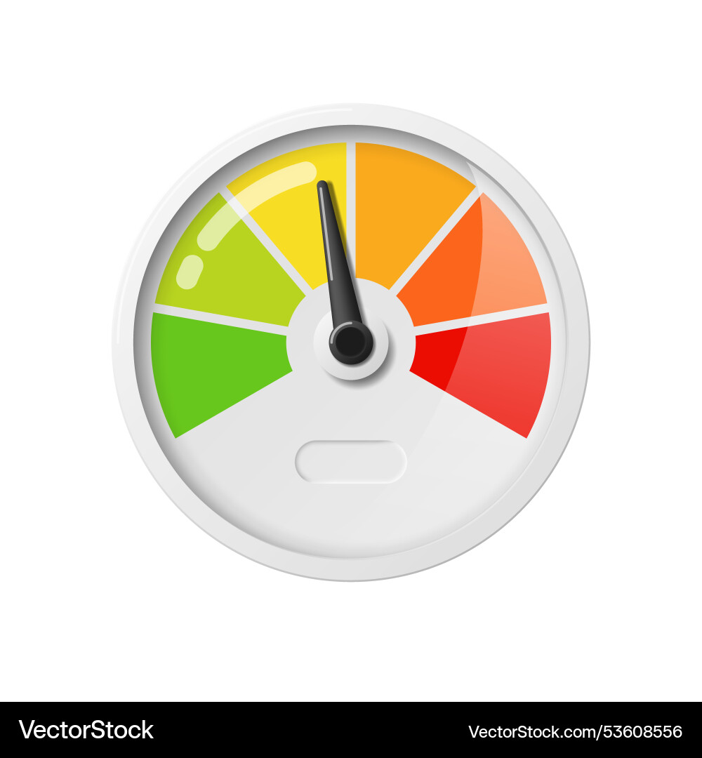 Realistic speedometer icon with arrow Royalty Free Vector
