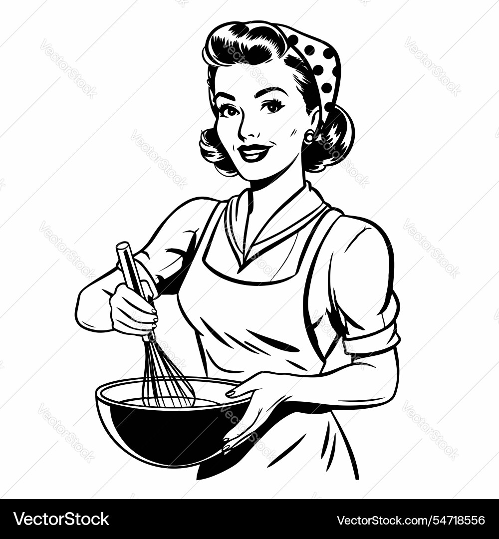 Retro Baking Woman Royalty Free Vector Image - VectorStock