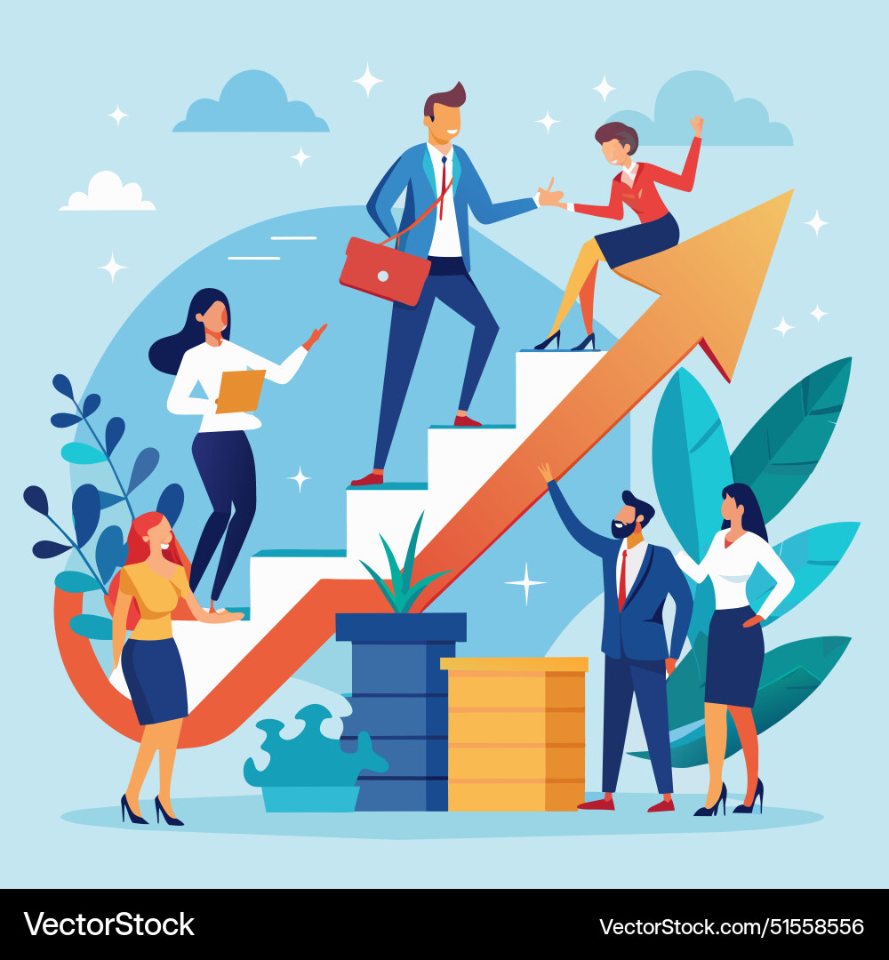 Team success and improvement sharing same Vector Image