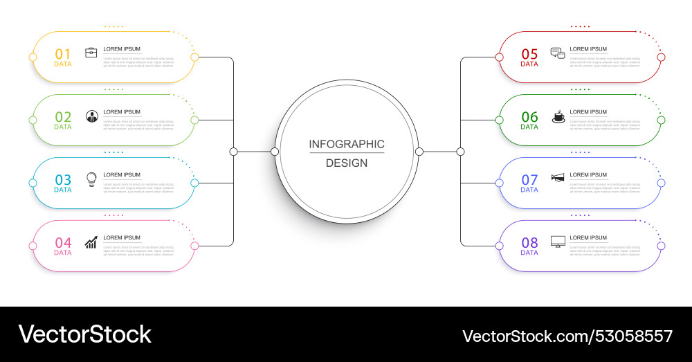 8 data infographics thin line index template Vector Image