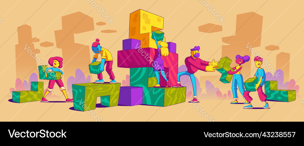 Contemporary characters teamwork collaboration Vector Image