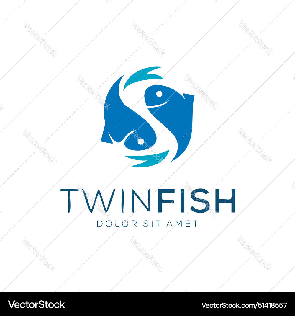 Double fish logo design Royalty Free Vector Image