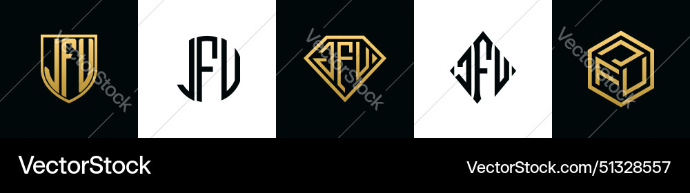 Initial letters jfu logo designs bundle Royalty Free Vector