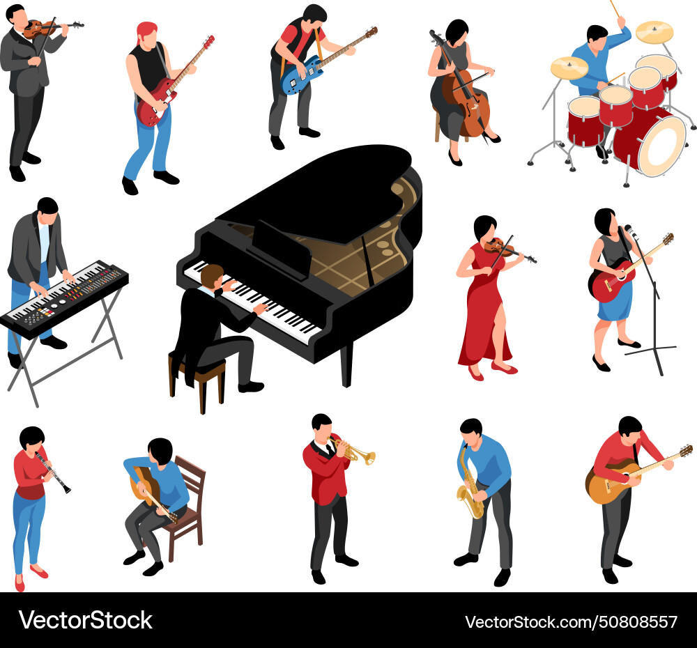 Isometric musicians set Royalty Free Vector Image