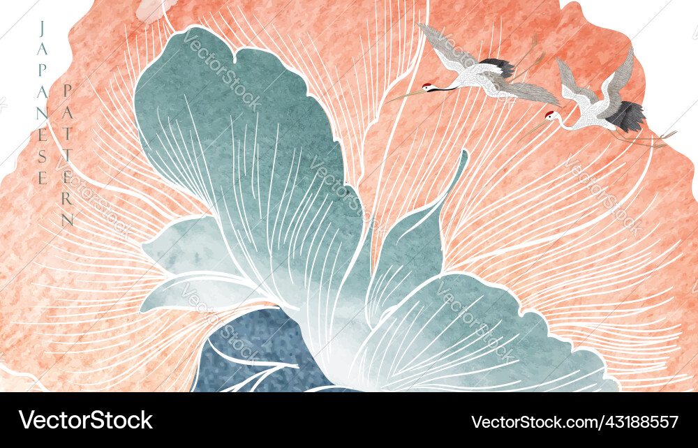 Japanese background with watercolor texture Vector Image