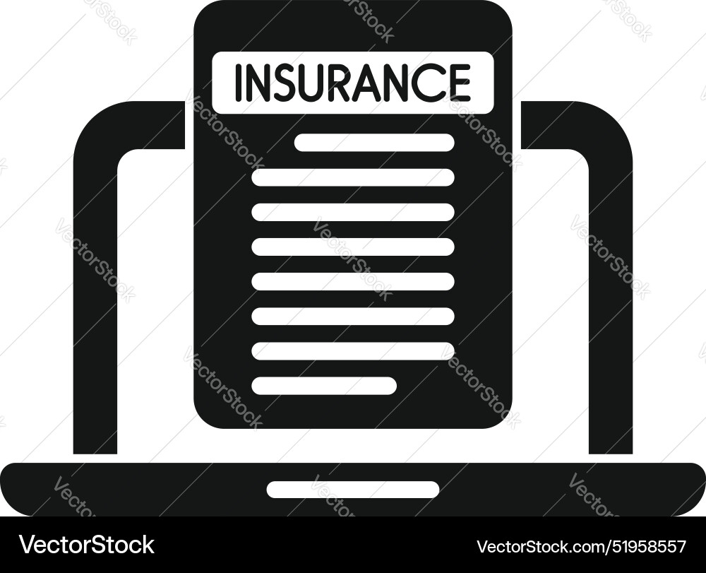 Laptop showing insurance policy contract document Vector Image