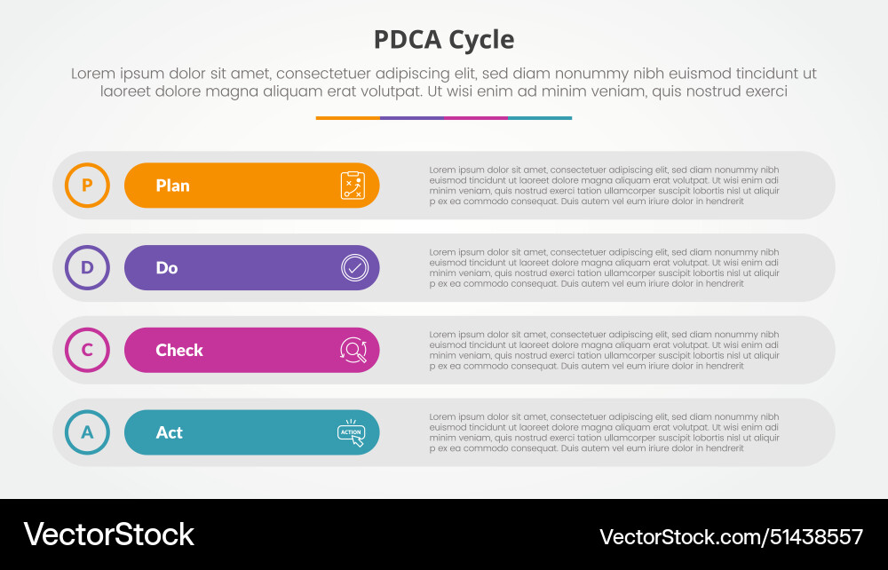 Pdca plan do check act framework infographic Vector Image