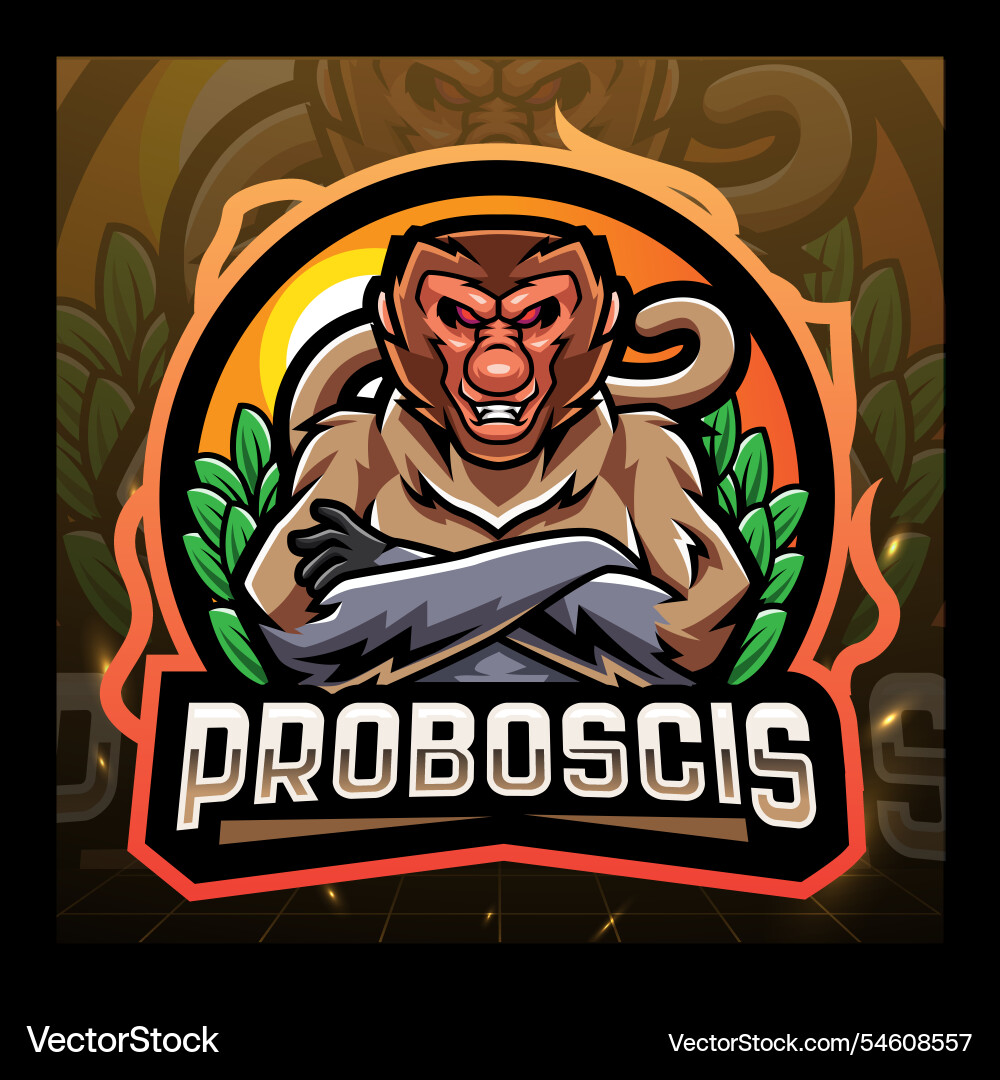 Proboscis monkey mascot esport logo design Vector Image