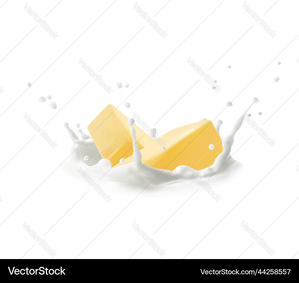 Realistic butter and milk splash 3d design Vector Image