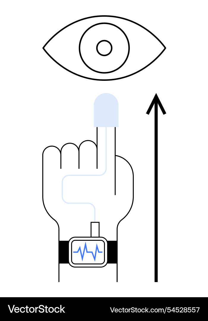 Symbolic connection eye finger sensor and upward Vector Image