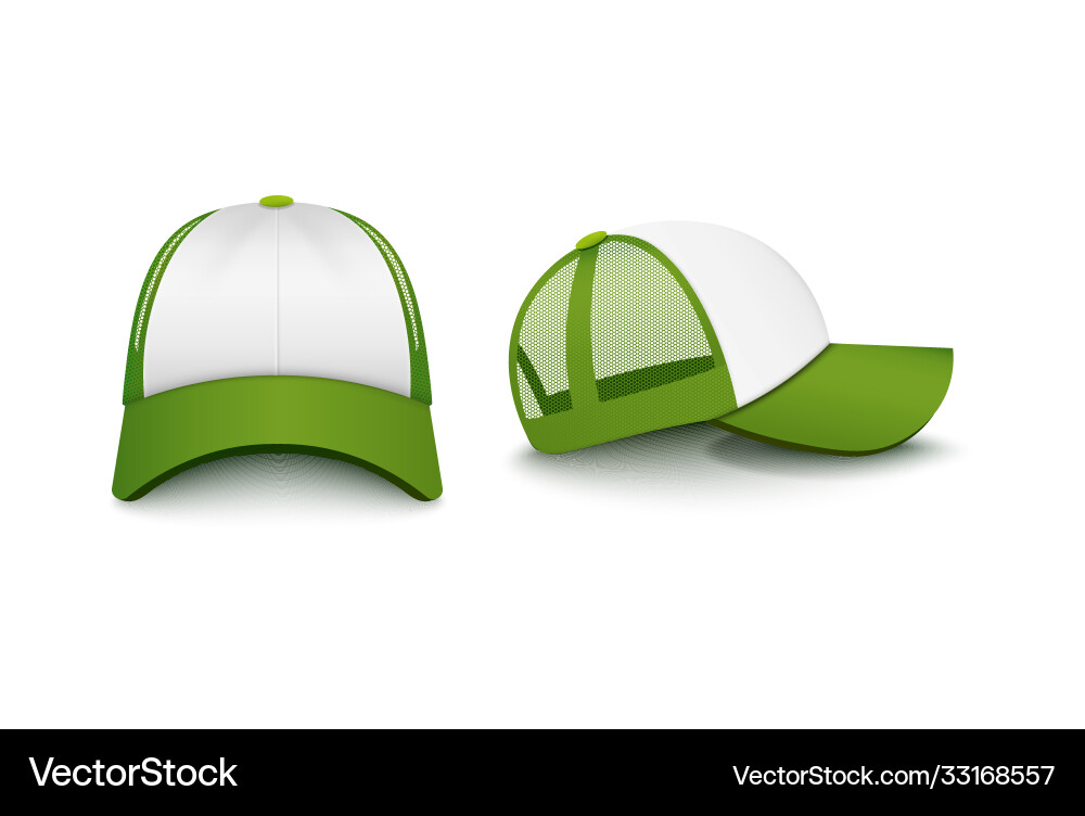 Trucker white cap with visor front and back mockup