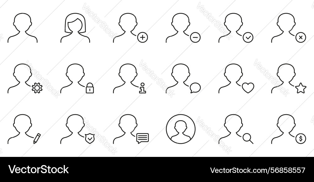 User profile management icon set user interaction Vector Image
