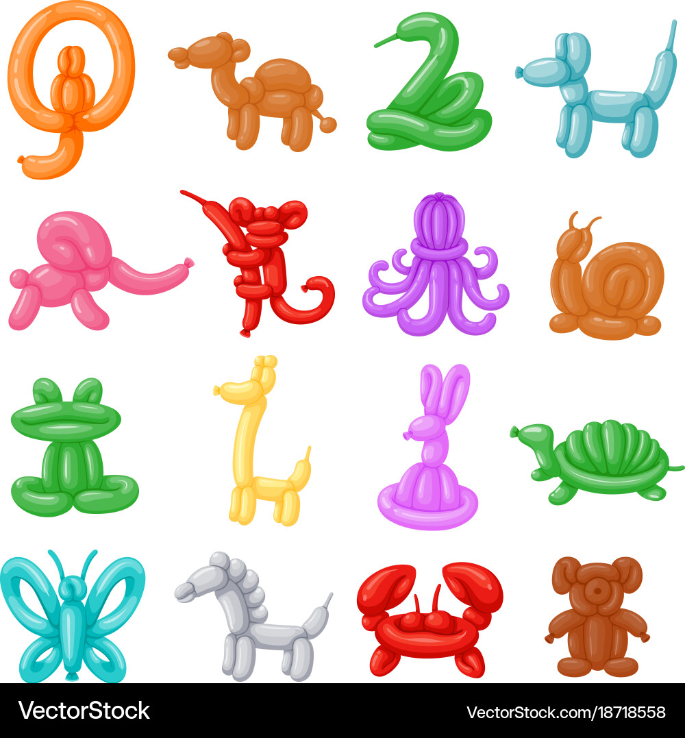 Balloon animals set Royalty Free Vector Image - VectorStock