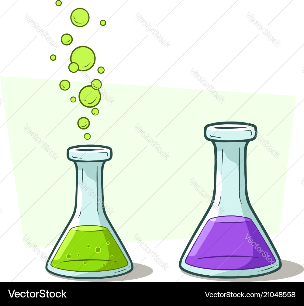 Cartoon Chemical Flasks with Liquid Royalty Free Vector