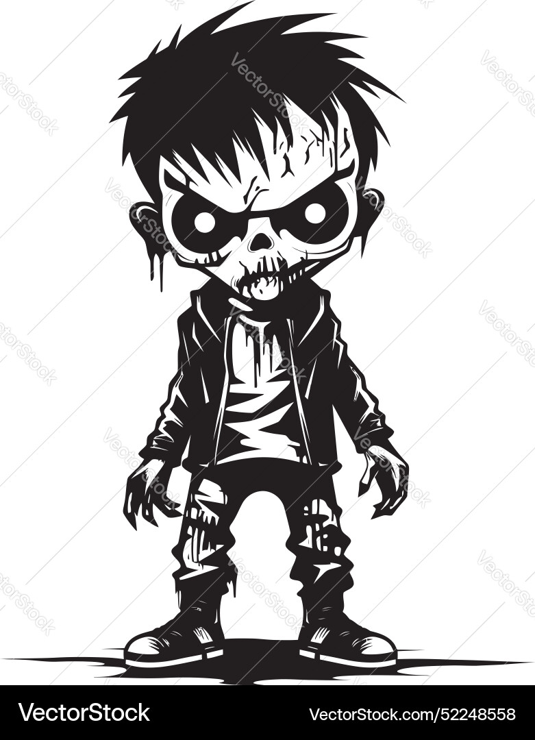 Chilling child horrors black zombie kid logo Vector Image