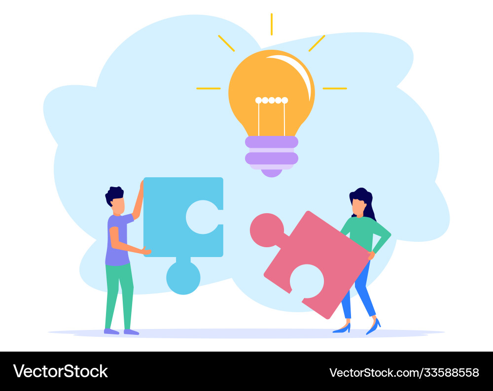 Graphic cartoon character team work Royalty Free Vector