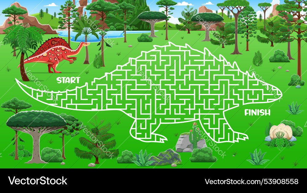 Kids labyrinth maze game with dinosaur and eggs Vector Image