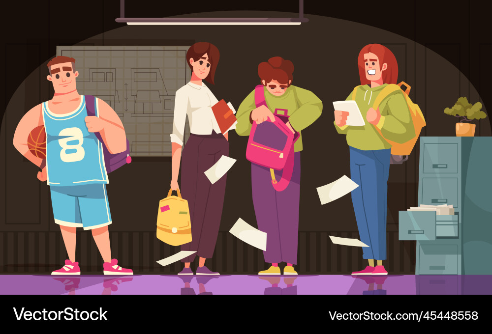 Students backpacks cartoon Royalty Free Vector Image