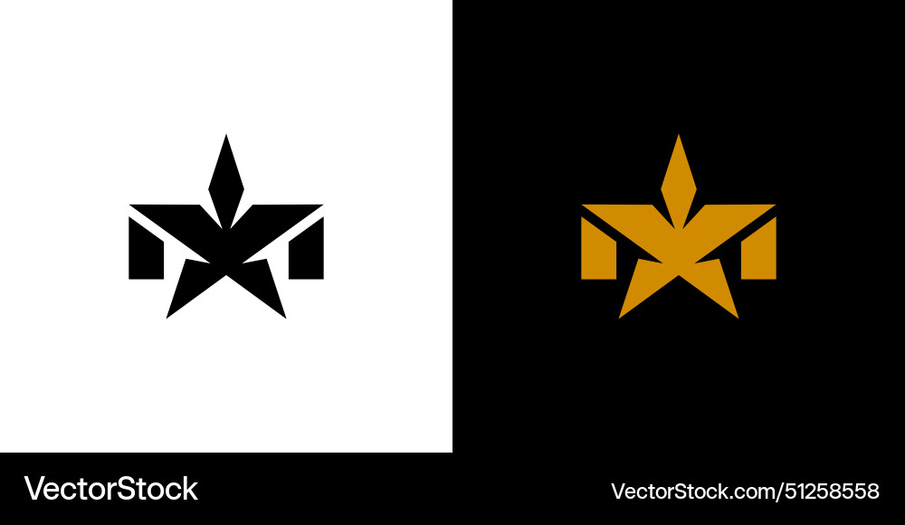 Unique and modern m star logo design Royalty Free Vector