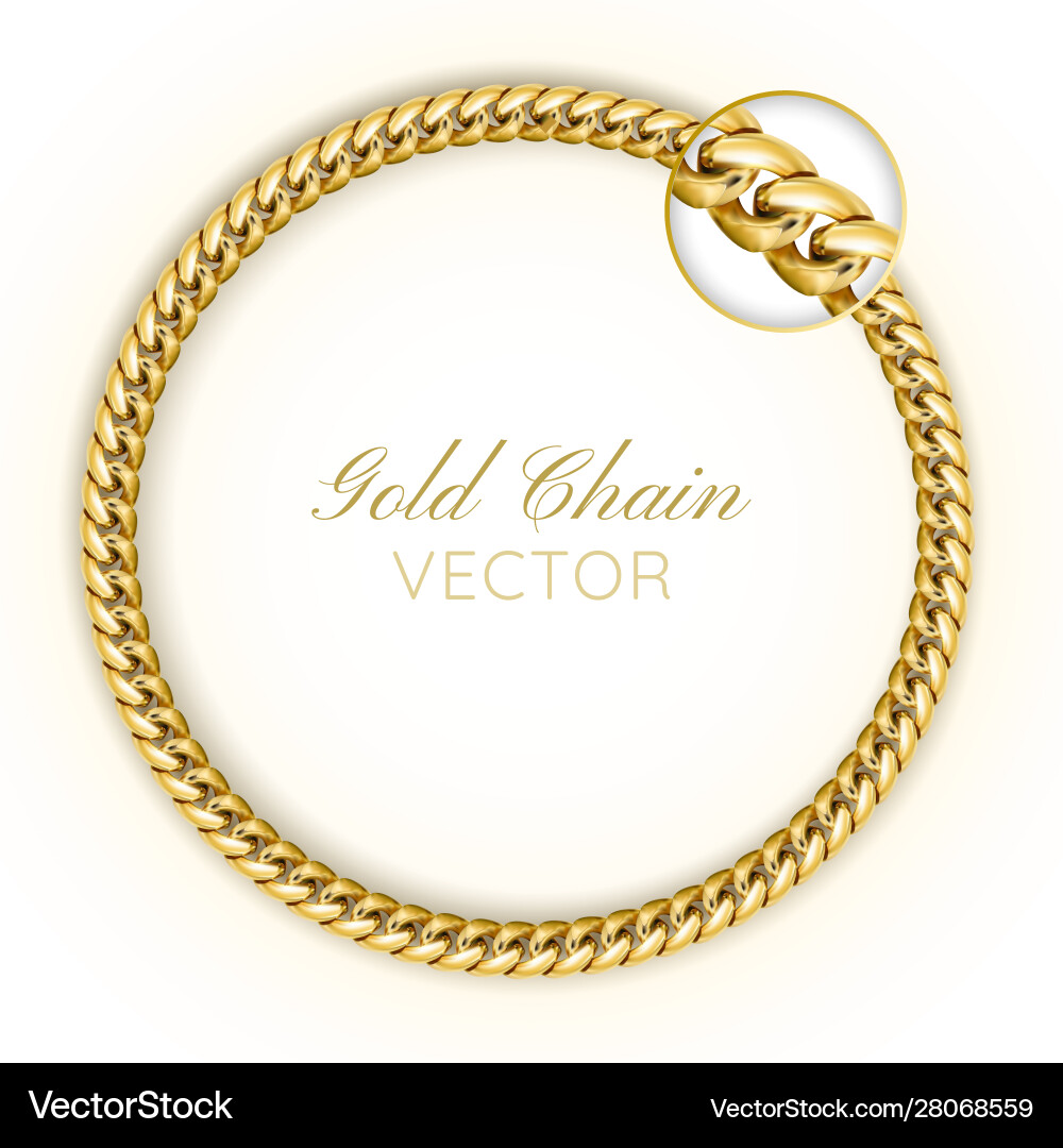 3d realistic gold chain round Royalty Free Vector Image