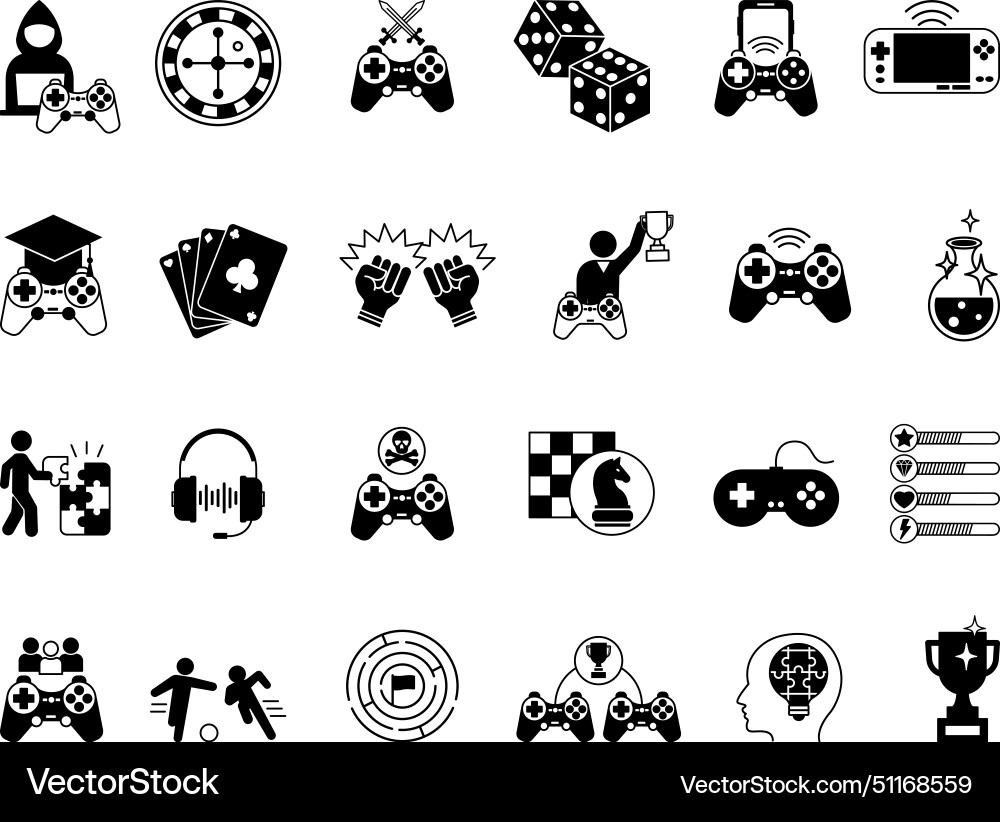 Black game icons set of arcade Royalty Free Vector Image
