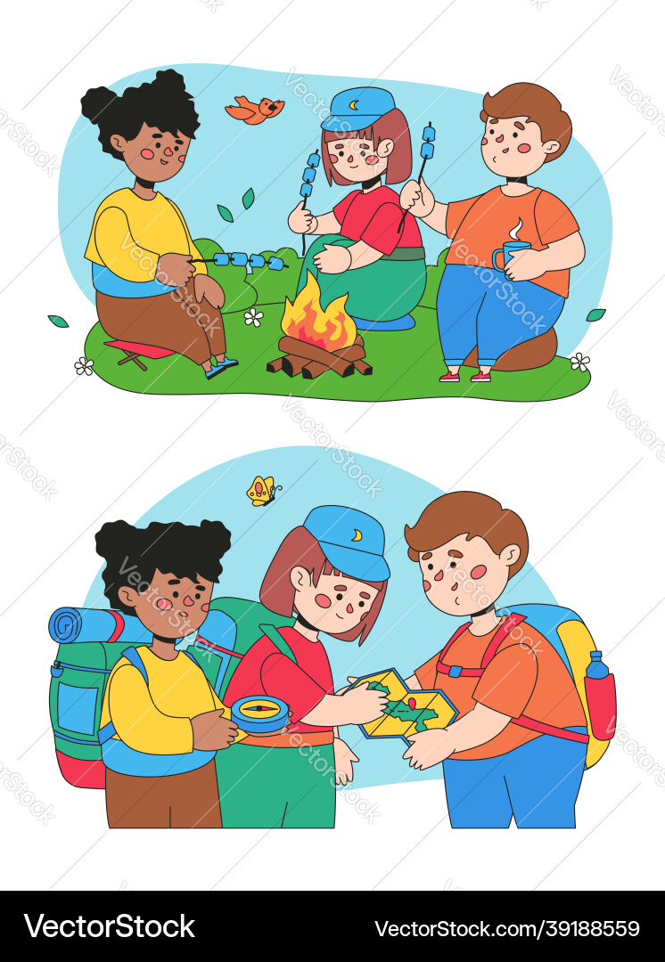 Children traveling - colorful flat design style Vector Image