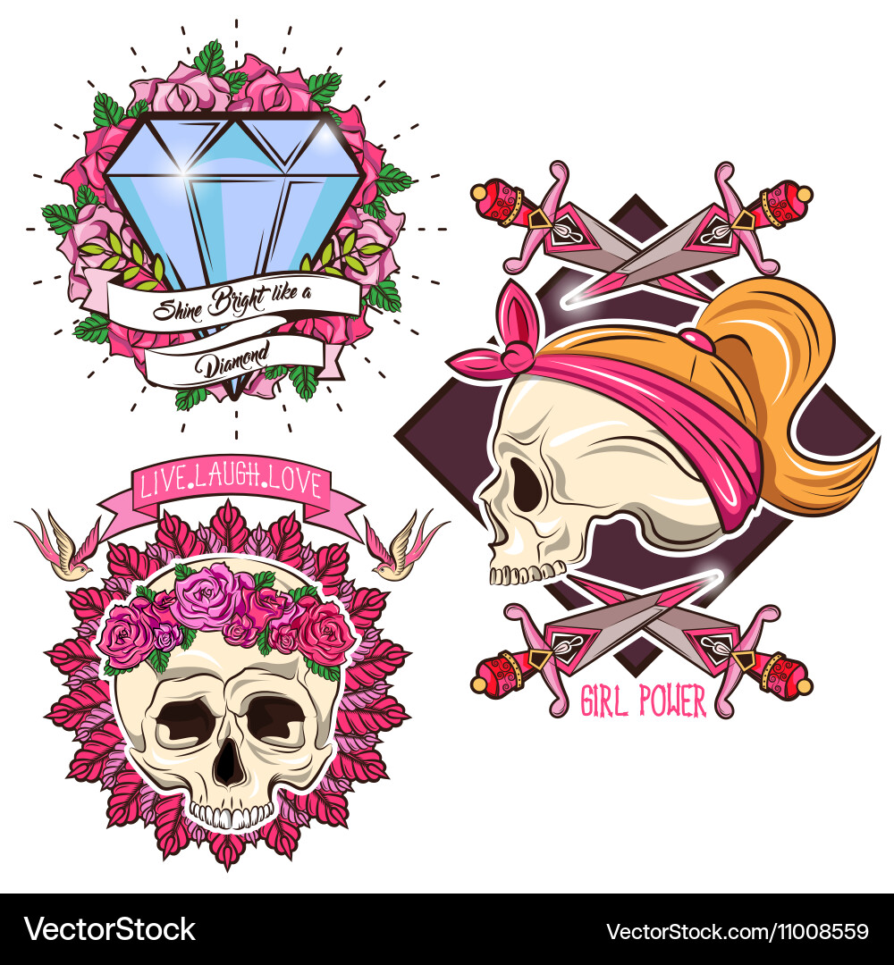 Colored tattoo set Royalty Free Vector Image - VectorStock