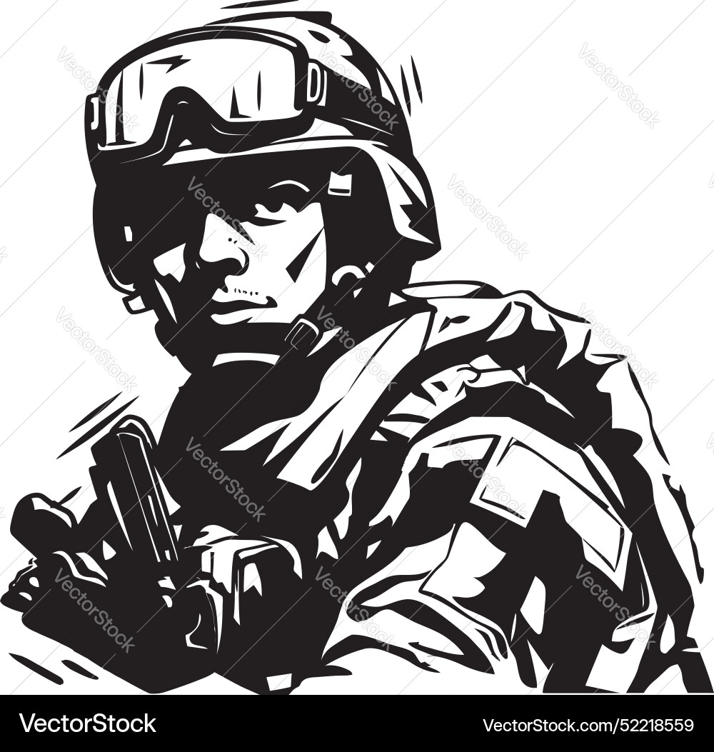 Covert strike force combat soldier logo design Vector Image