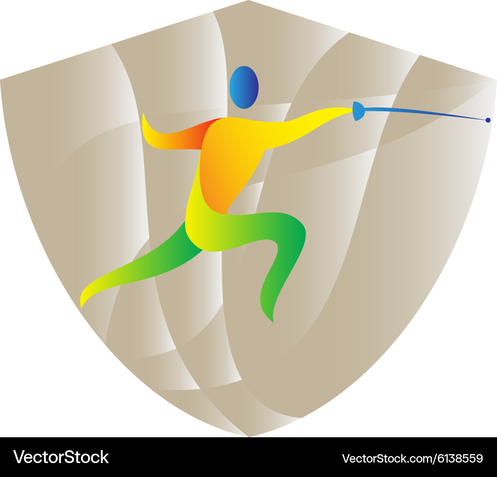 Fencing side shield retro Royalty Free Vector Image