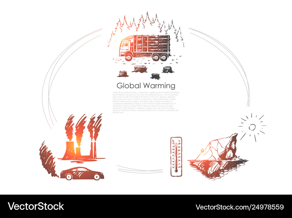 Global warming - factory pollution Royalty Free Vector Image