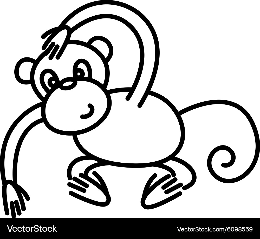 Monkey Outline Drawing Royalty Free Vector Image